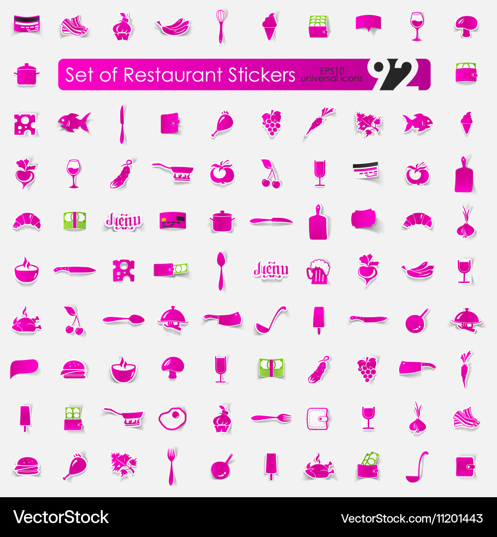 Set of restaurant stickers Royalty Free Vector Image