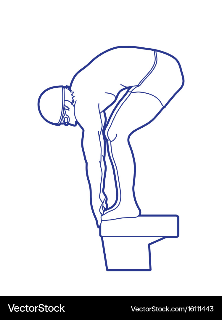 Swimmer prepare to jumping outline Royalty Free Vector Image