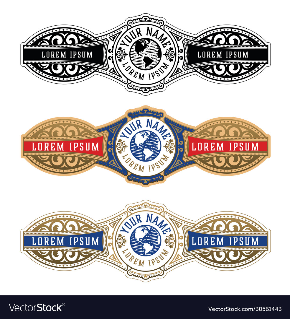Vintage Cigar Label Template With Emboss Vector Image
