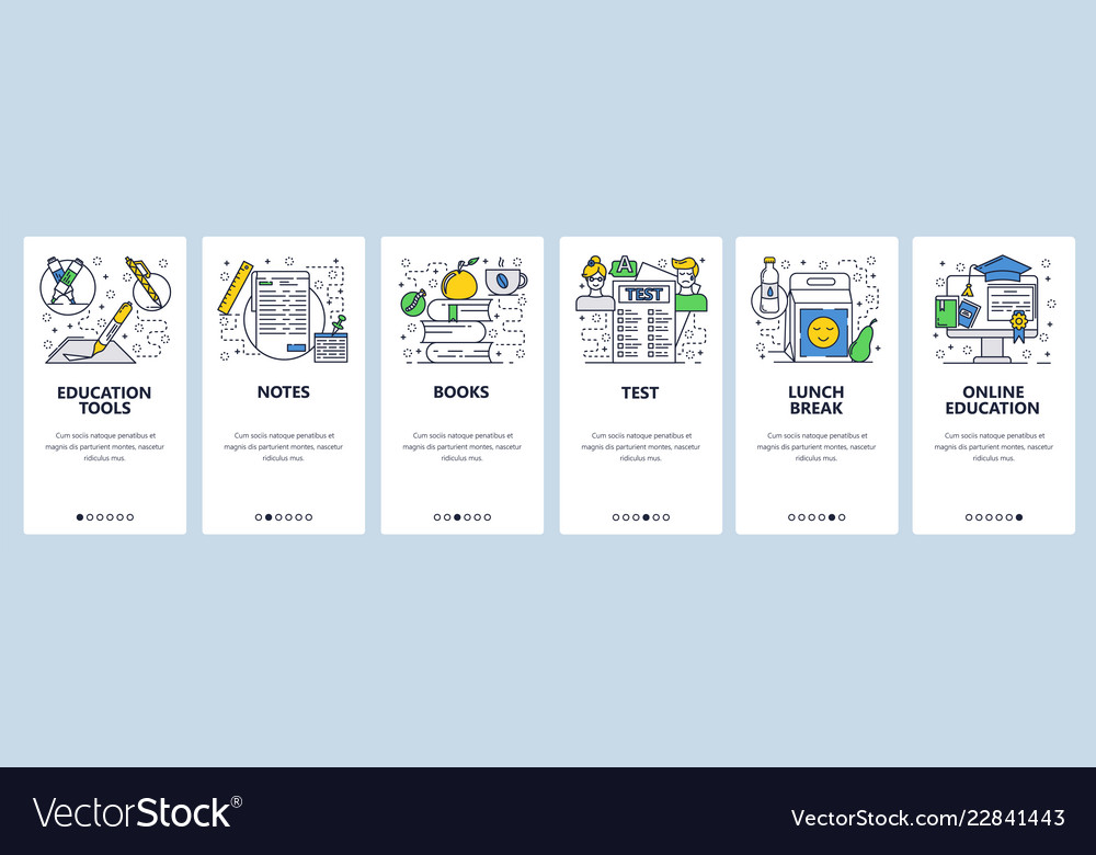 Web Site Linear Art Onboarding Screens Royalty Free Vector