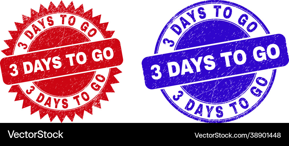 3 days to go rounded and rosette watermarks Vector Image