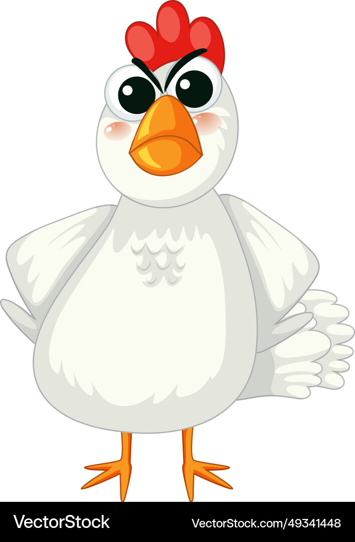 Angry chicken cartoon character standing Vector Image