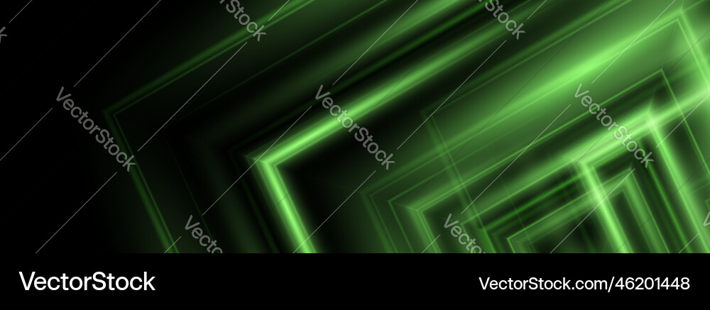 Black wide abstract background with green neon Vector Image