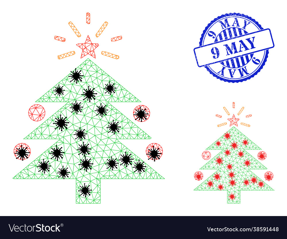 Carcass mesh christmas fir tree pictograms Vector Image Carcass mesh christmas fir tree pictograms Vector Image
