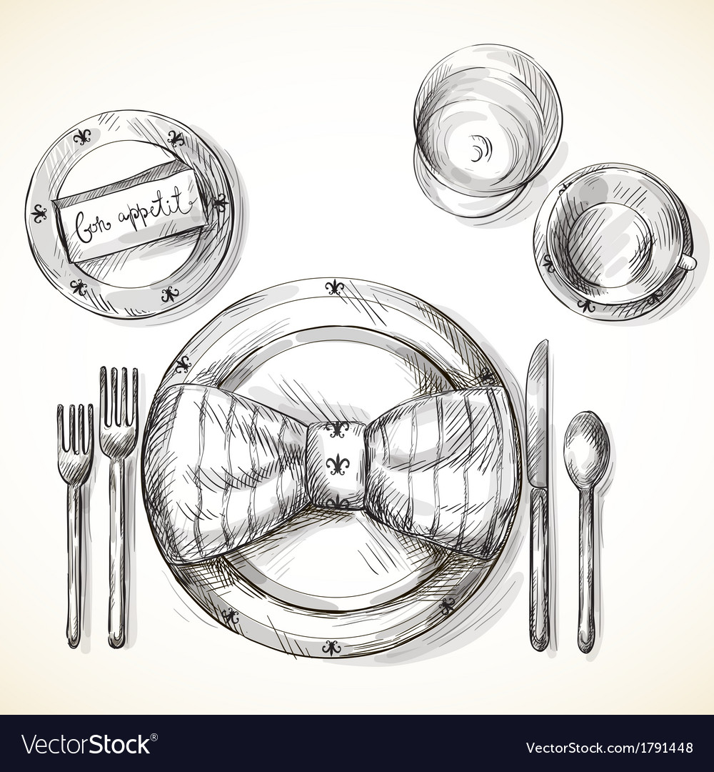 Festive table setting Royalty Free Vector Image Festive table setting Royalty Free Vector Image