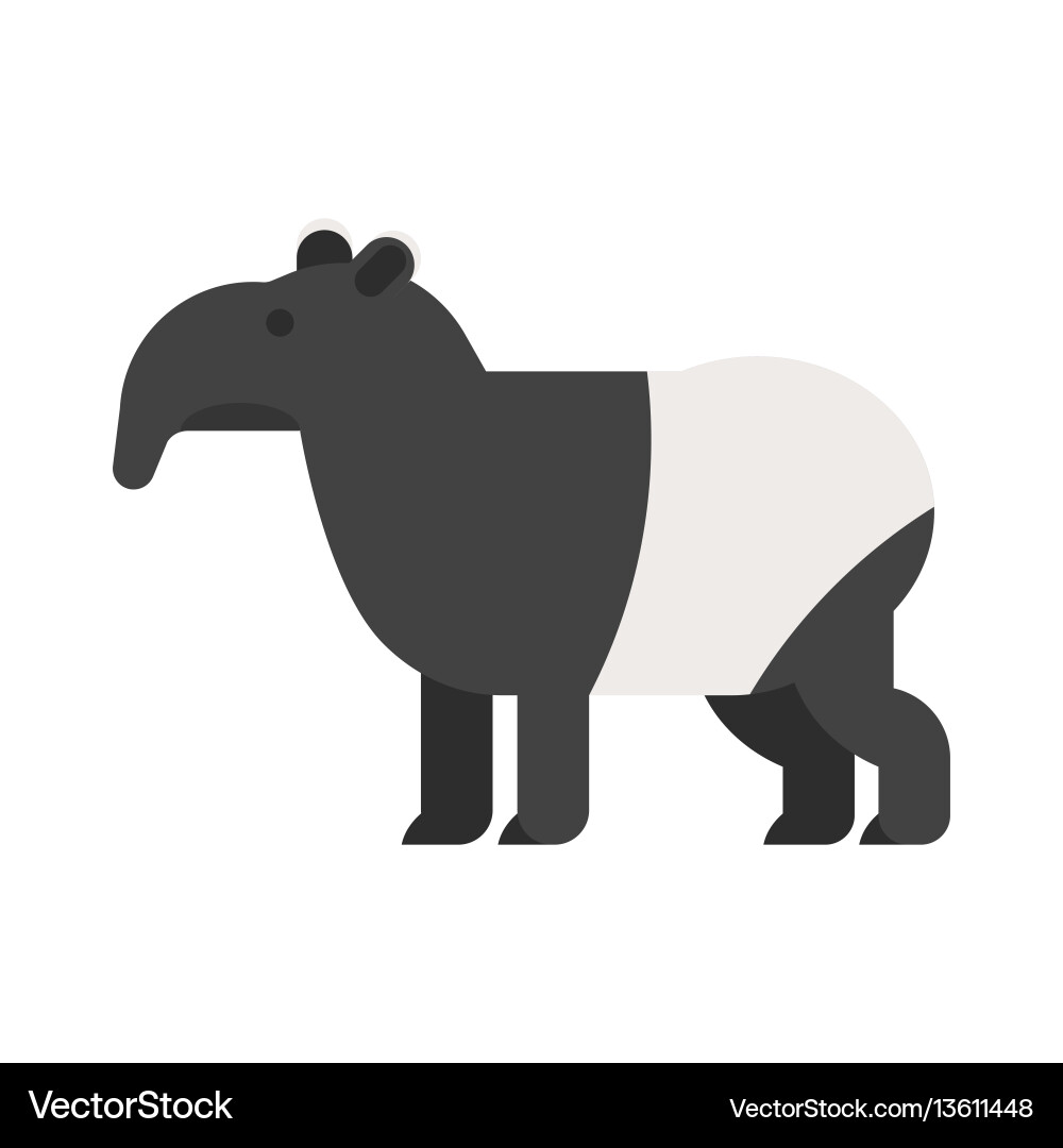 Flat style of tapir Royalty Free Vector Image - VectorStock