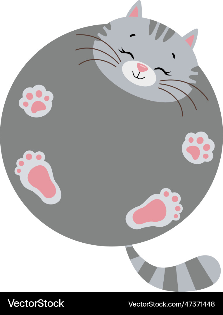 Funny cute cat with round body Royalty Free Vector Image