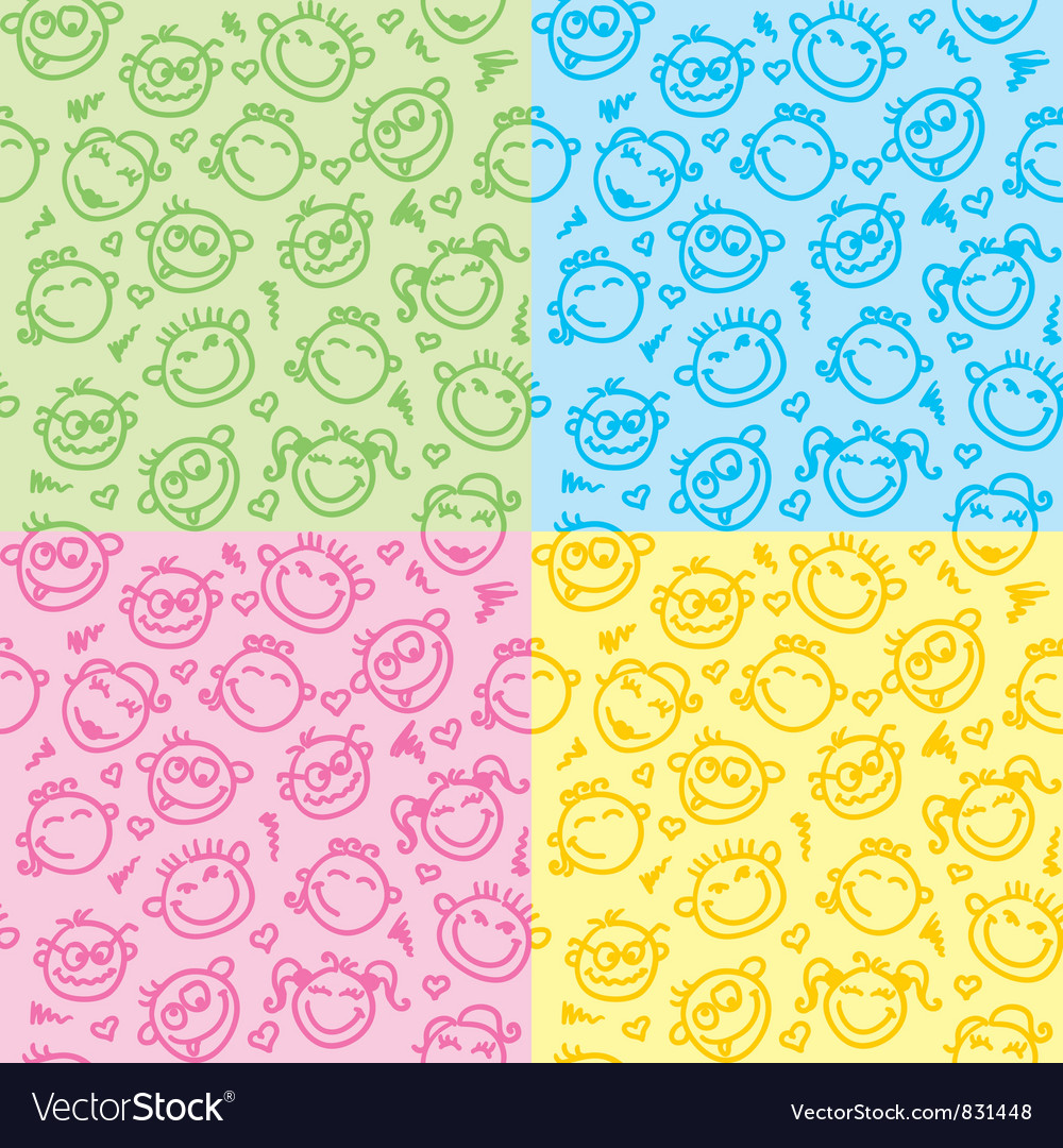 Funny faces patterns Royalty Free Vector Image