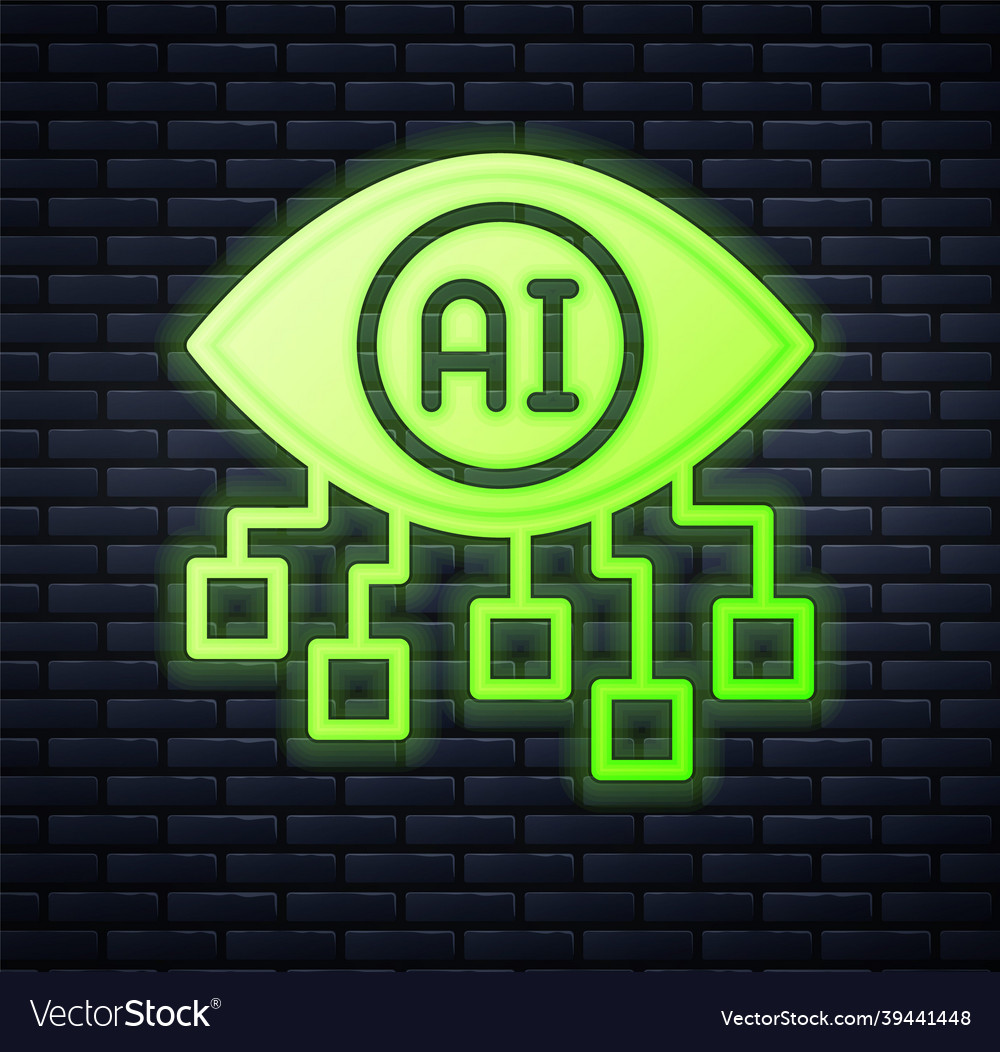 Glowing neon computer vision icon isolated Vector Image