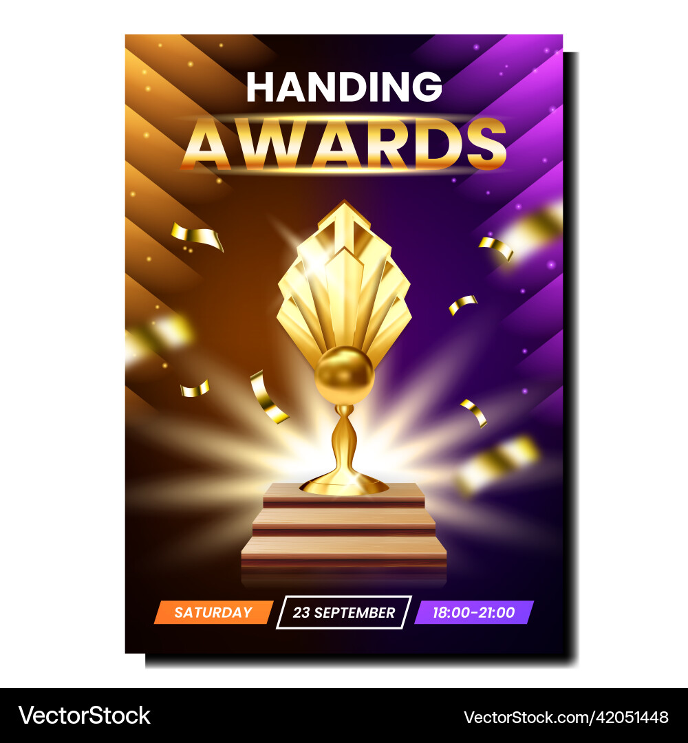 Handing awards creative promotional banner Vector Image