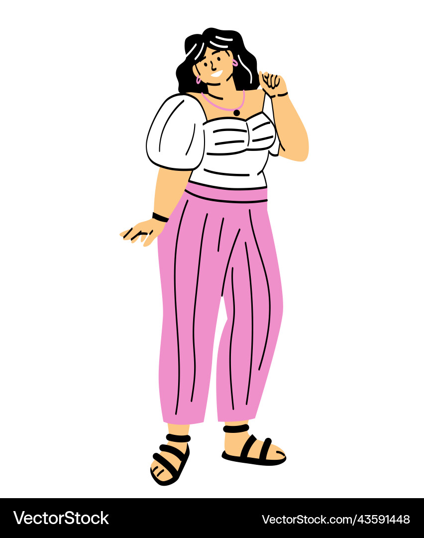 Happy big chubby woman Royalty Free Vector Image