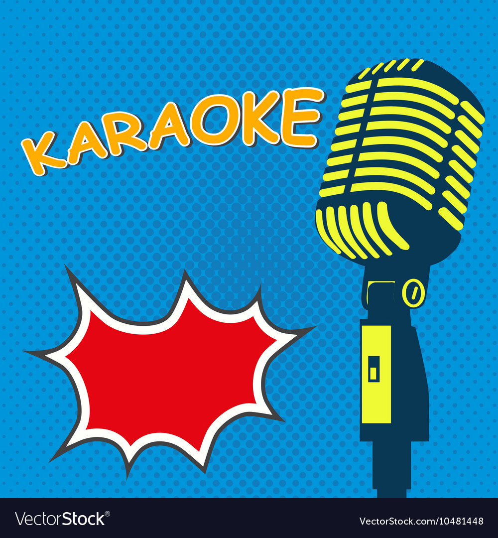 Karaoke Old Style Microphone On Pop Art Royalty Free Vector
