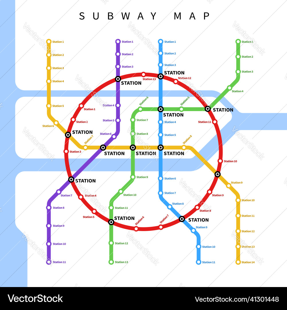 Metro or subway underground transport city map Vector Image