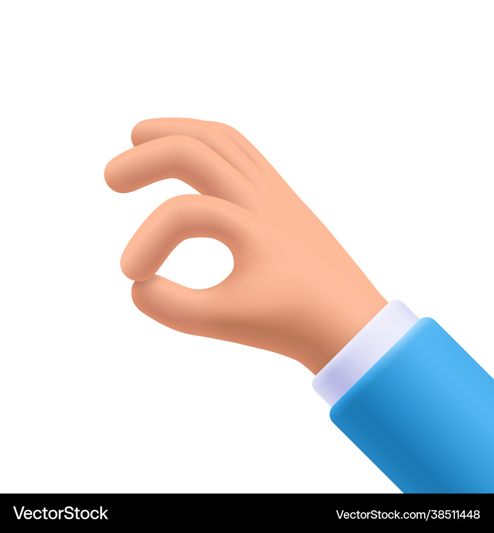 Ok gesture hand okay sign 3d Royalty Free Vector Image
