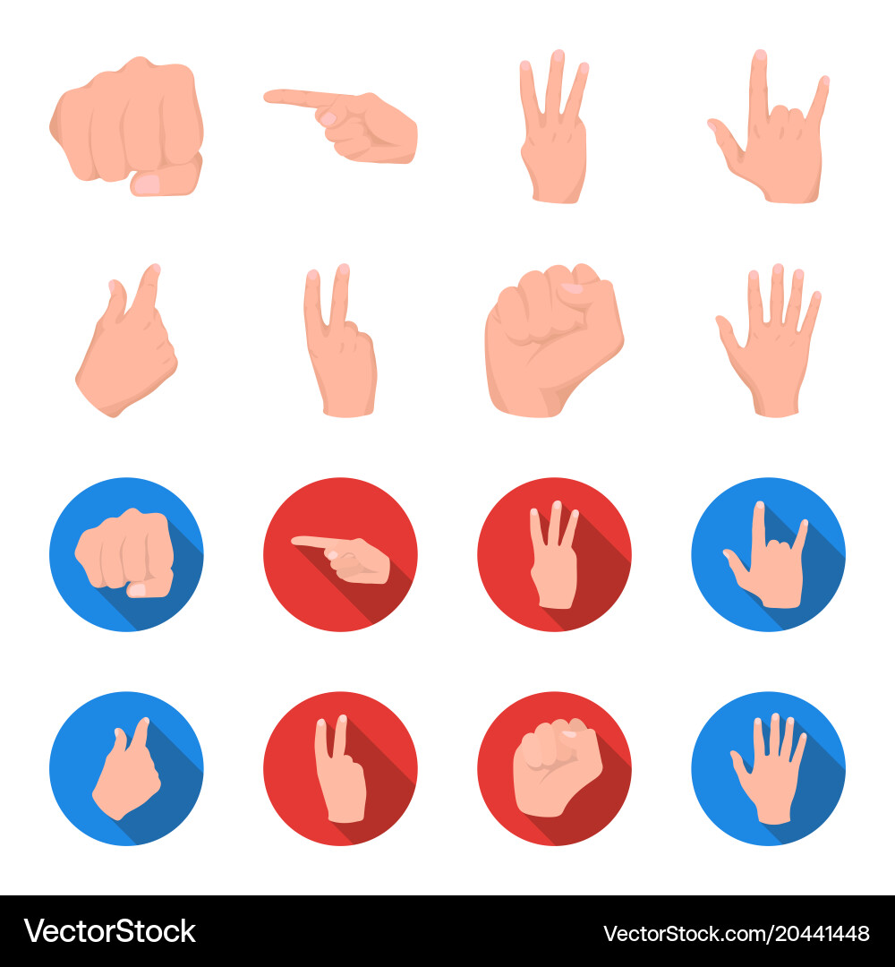 Open fist victory miser hand gesture set Vector Image