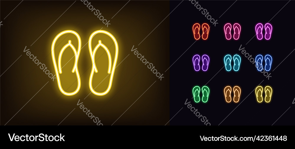 Outline neon slippers pair icon glowing neon Vector Image