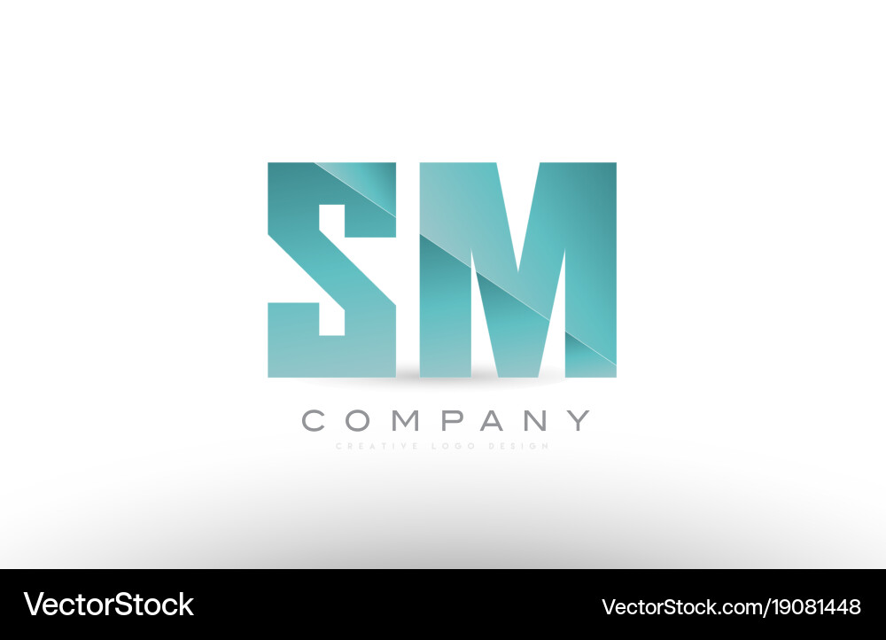 Sm s m alphabet letter green logo icon design Vector Image