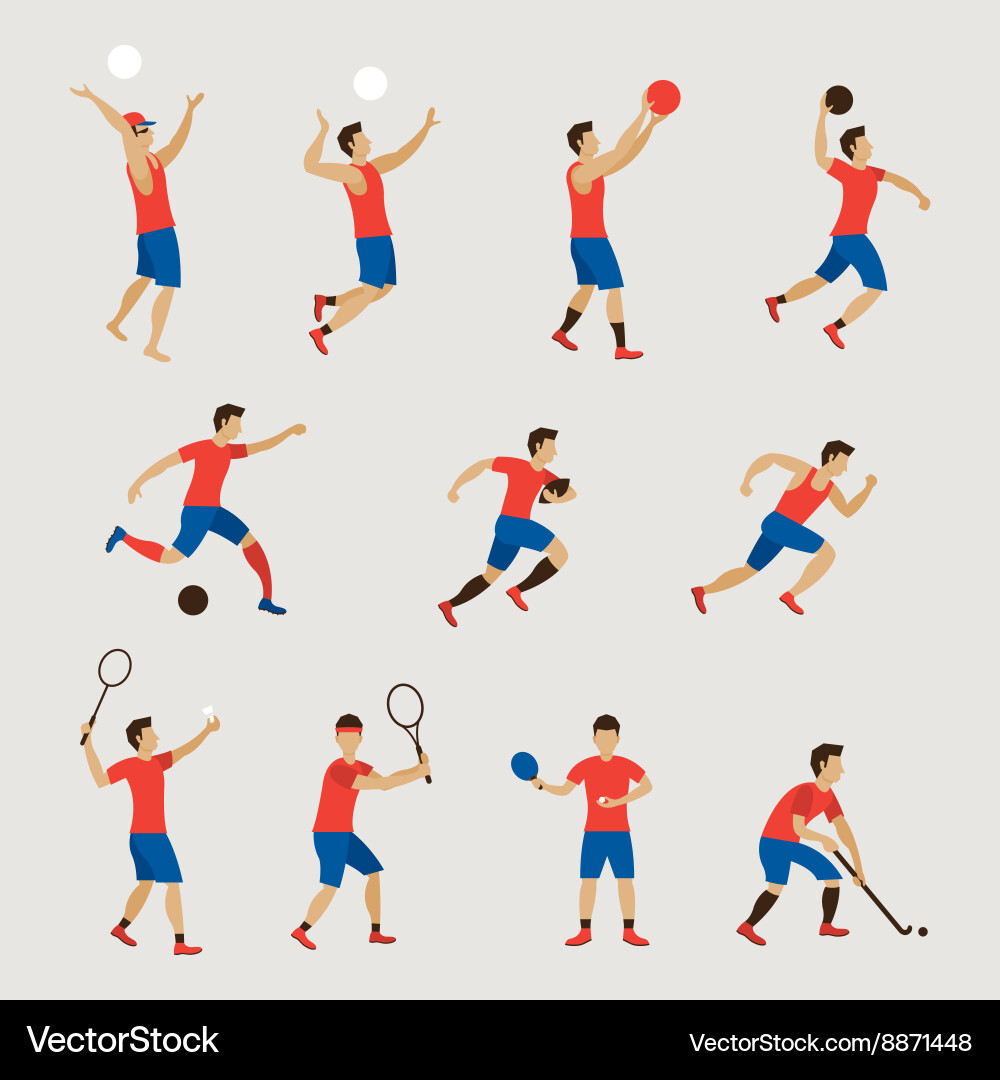 Sports Athletes Men Set Royalty Free Vector Image