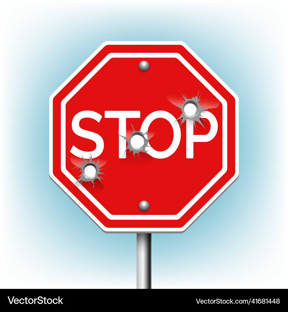 Stop sign with bullet holes Royalty Free Vector Image