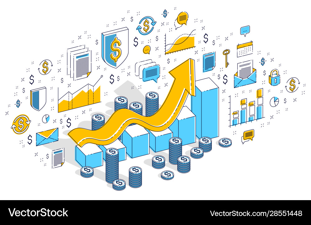 Success and income increase concept growth chart Vector Image