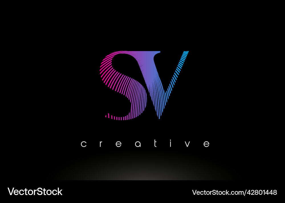 Sv logo design with multiple lines and purple Vector Image