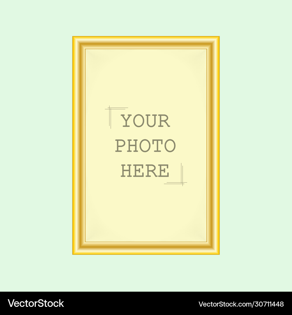 Vertical gold frame for photo diploma Royalty Free Vector