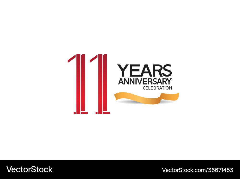 11 years anniversary template with red color Vector Image