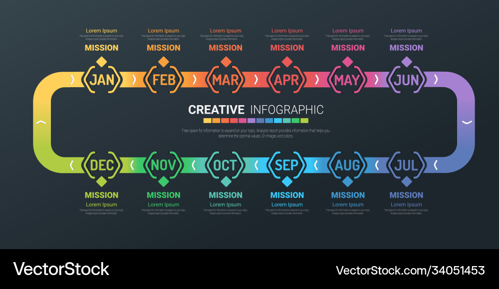 Business infographics template for 12 months Vector Image