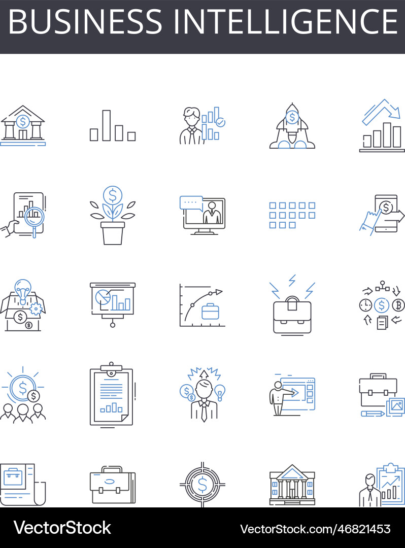 Business intelligence line icons collection Vector Image