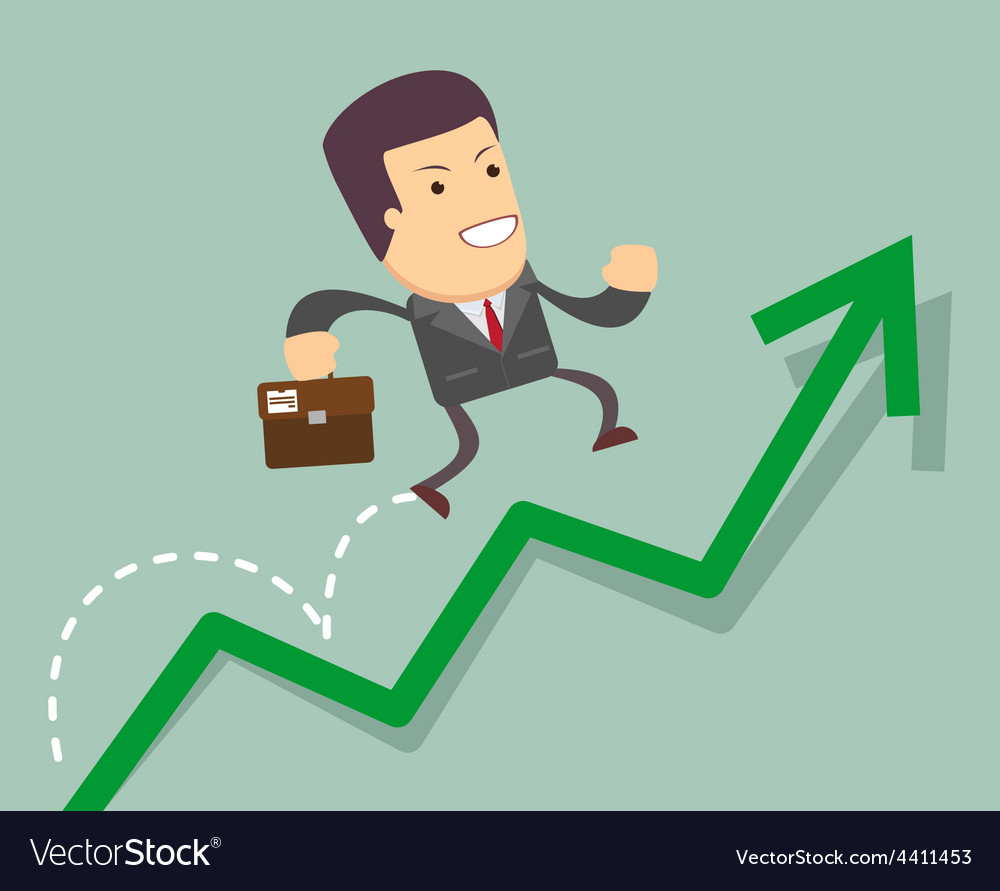 Businessman jump over growing chart Royalty Free Vector Businessman jump over growing chart Royalty Free Vector