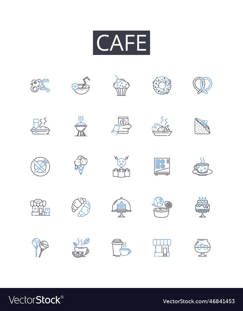 Cafe line icons collection bistro restaurant Vector Image