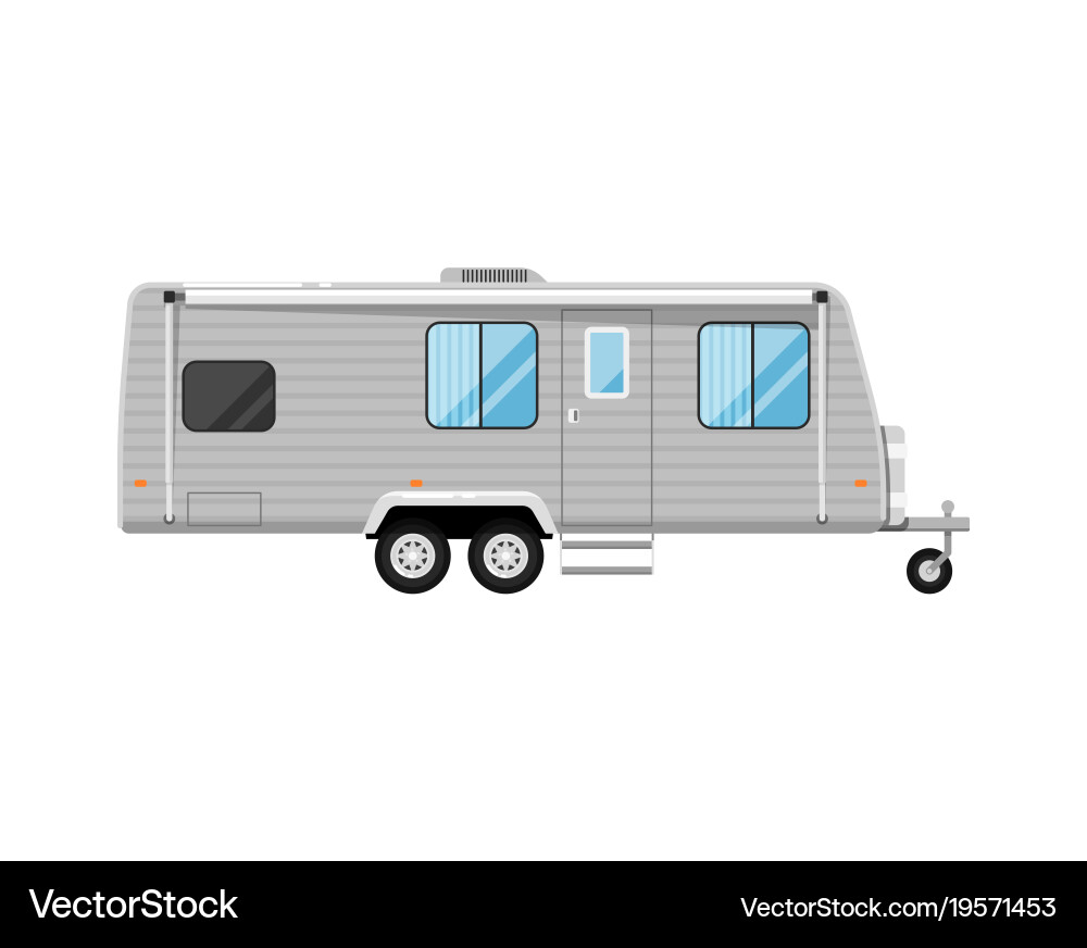 Car rv trailer isolated on white icon Royalty Free Vector