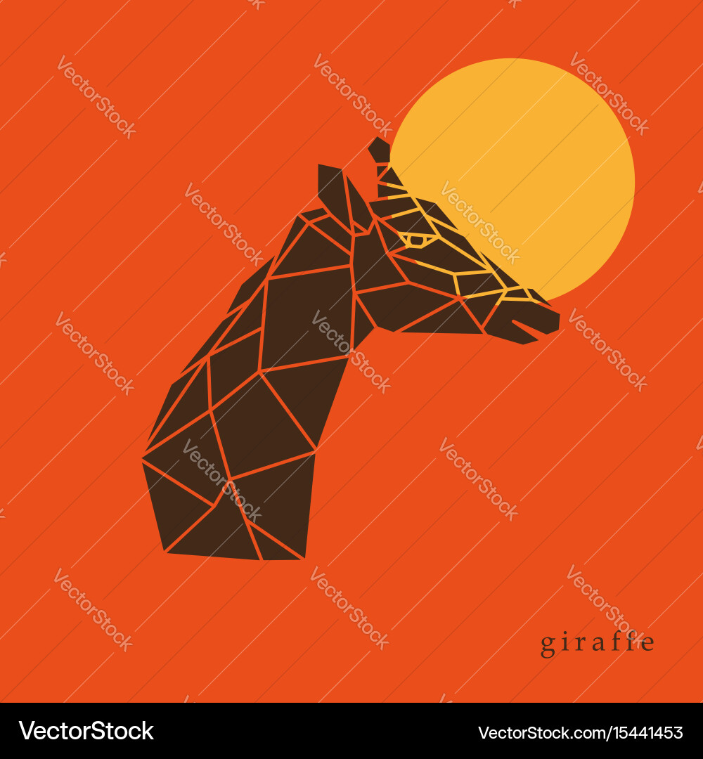 Giraffe head geometric lines silhouette isolated Vector Image