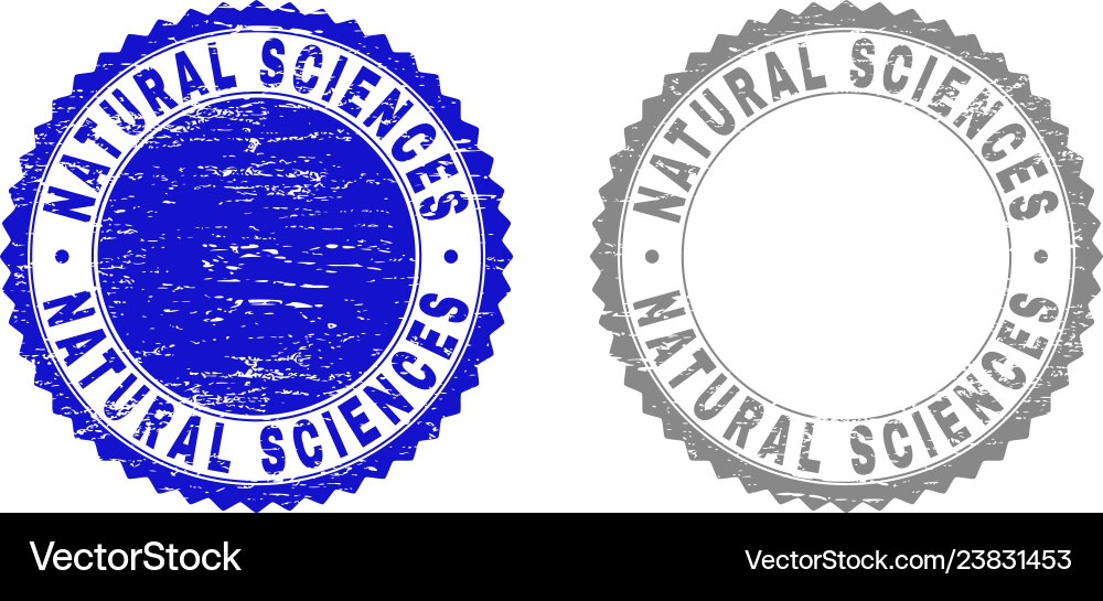 Grunge natural sciences scratched stamp seals Vector Image