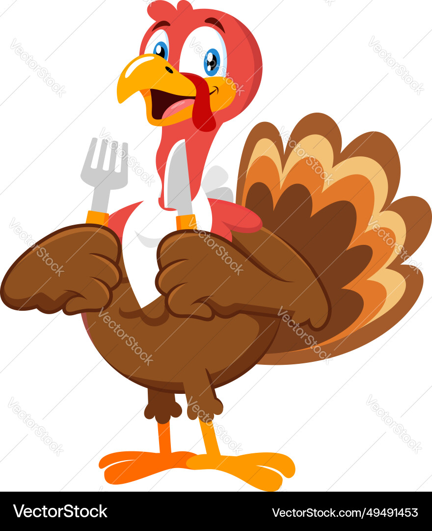 Happy turkey cartoon character Royalty Free Vector Image