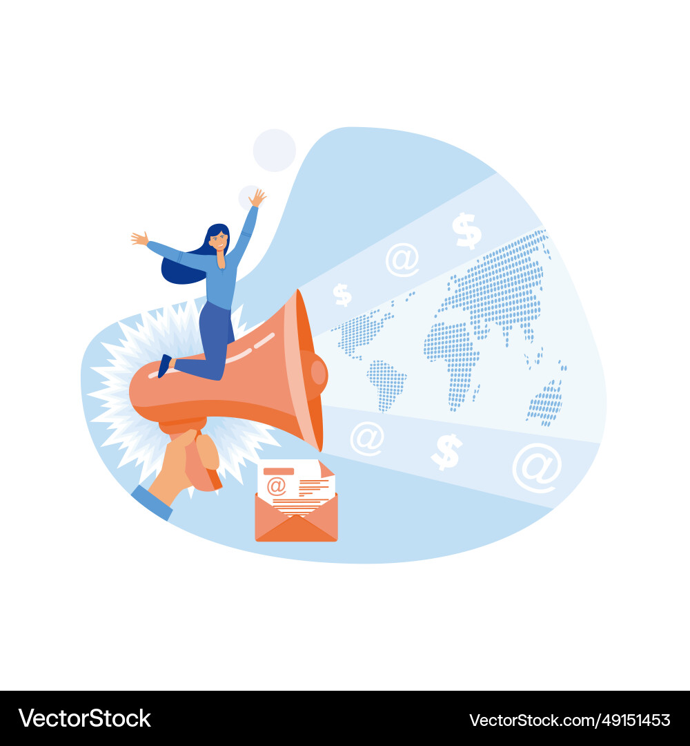 Man shouting in megaphone business character Vector Image
