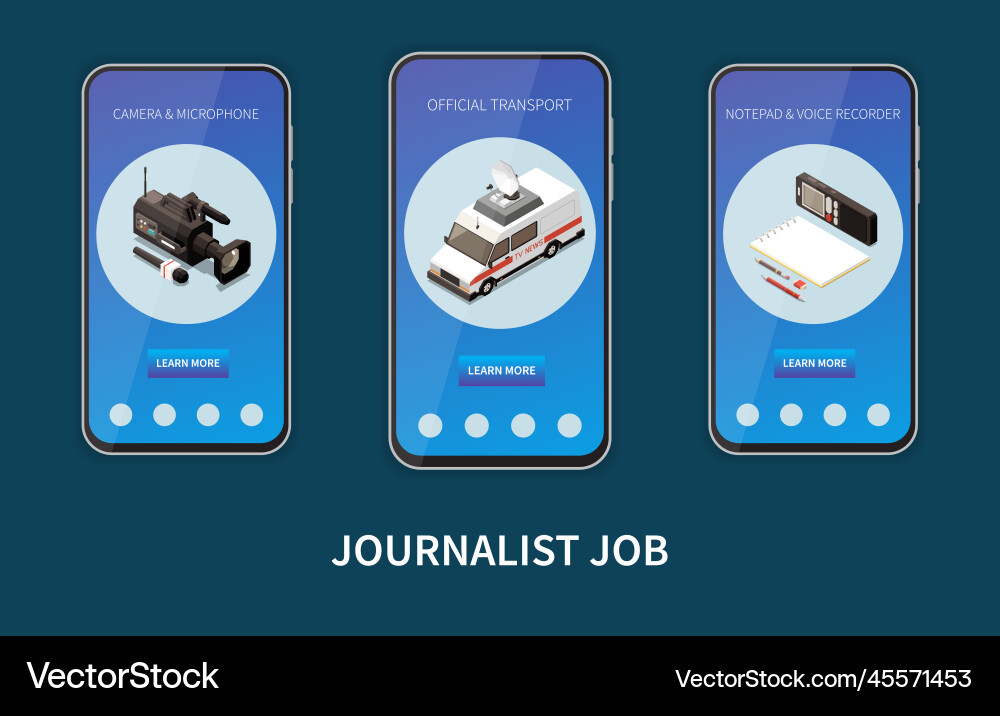 News media isometric set Royalty Free Vector Image