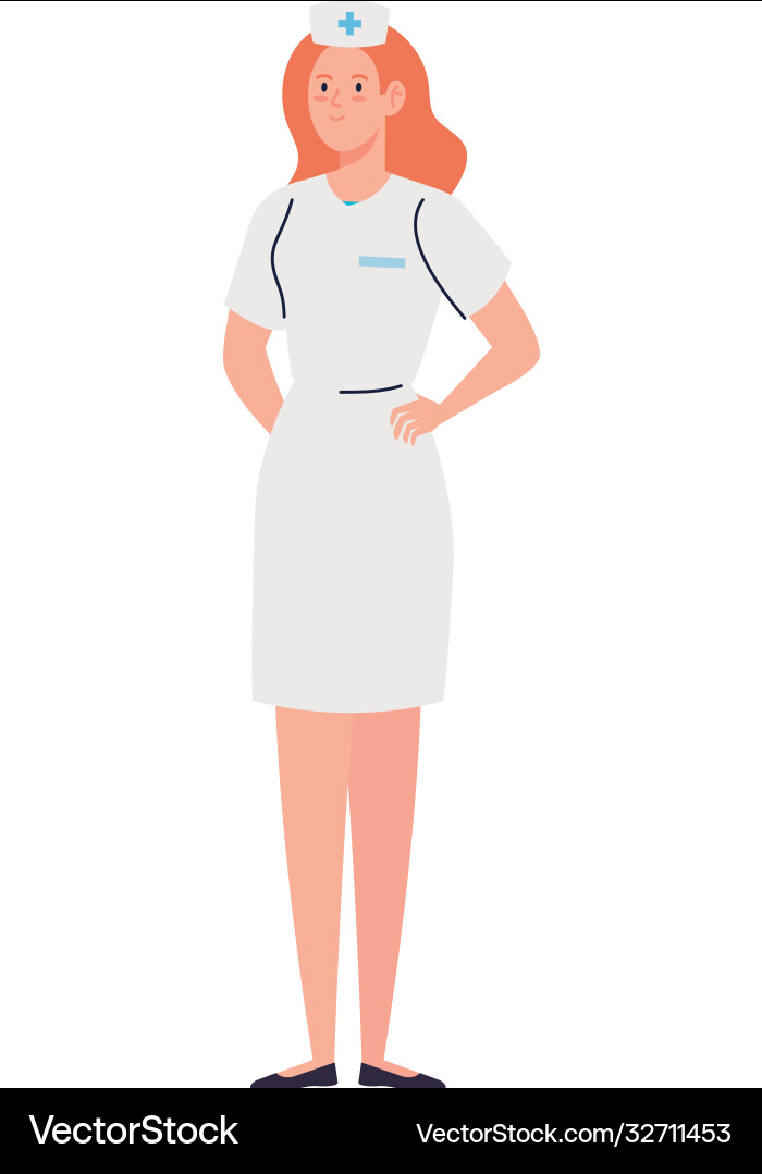 Nurse with uniform female on white Royalty Free Vector Image
