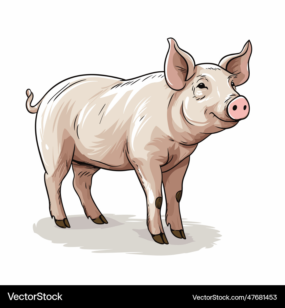 Pig hand-drawn doodle style cartoon Royalty Free Vector