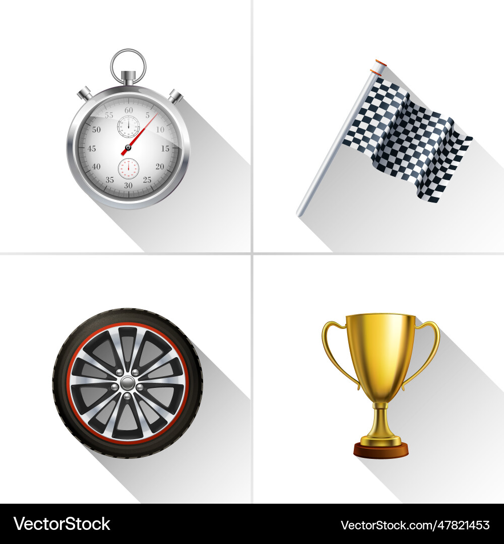 Racing icons set icons set Royalty Free Vector Image