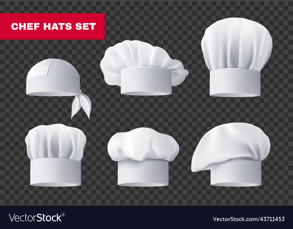 Realistic culinary chef hats icon set Royalty Free Vector