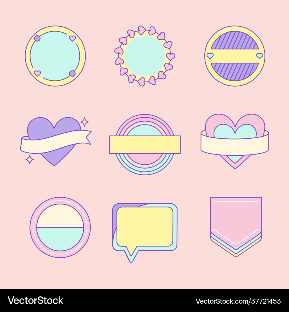 Set cute and girly badge Royalty Free Vector Image