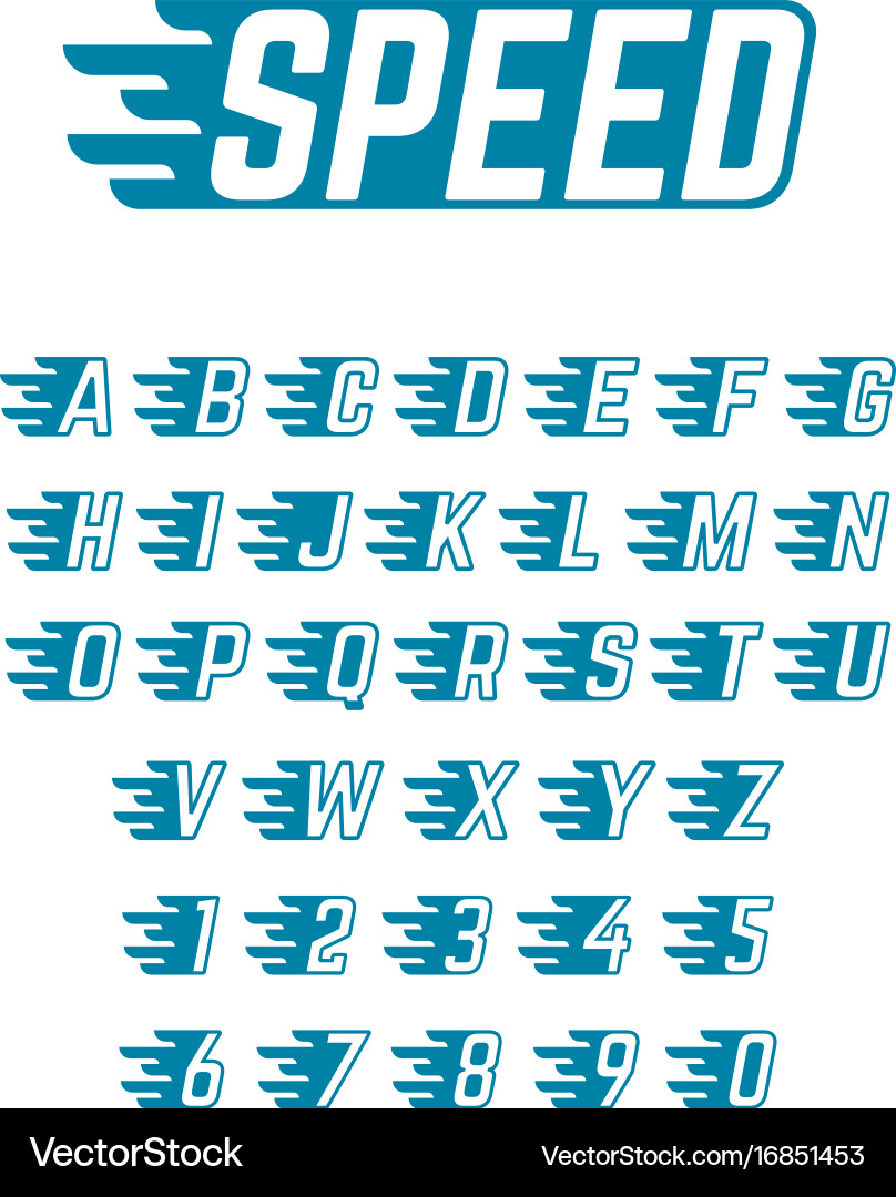 Speed flying alphabet fast symbols Royalty Free Vector Image