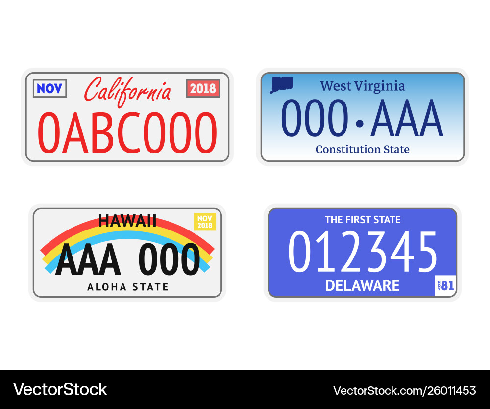 Vehicle registration plates transportation Vector Image