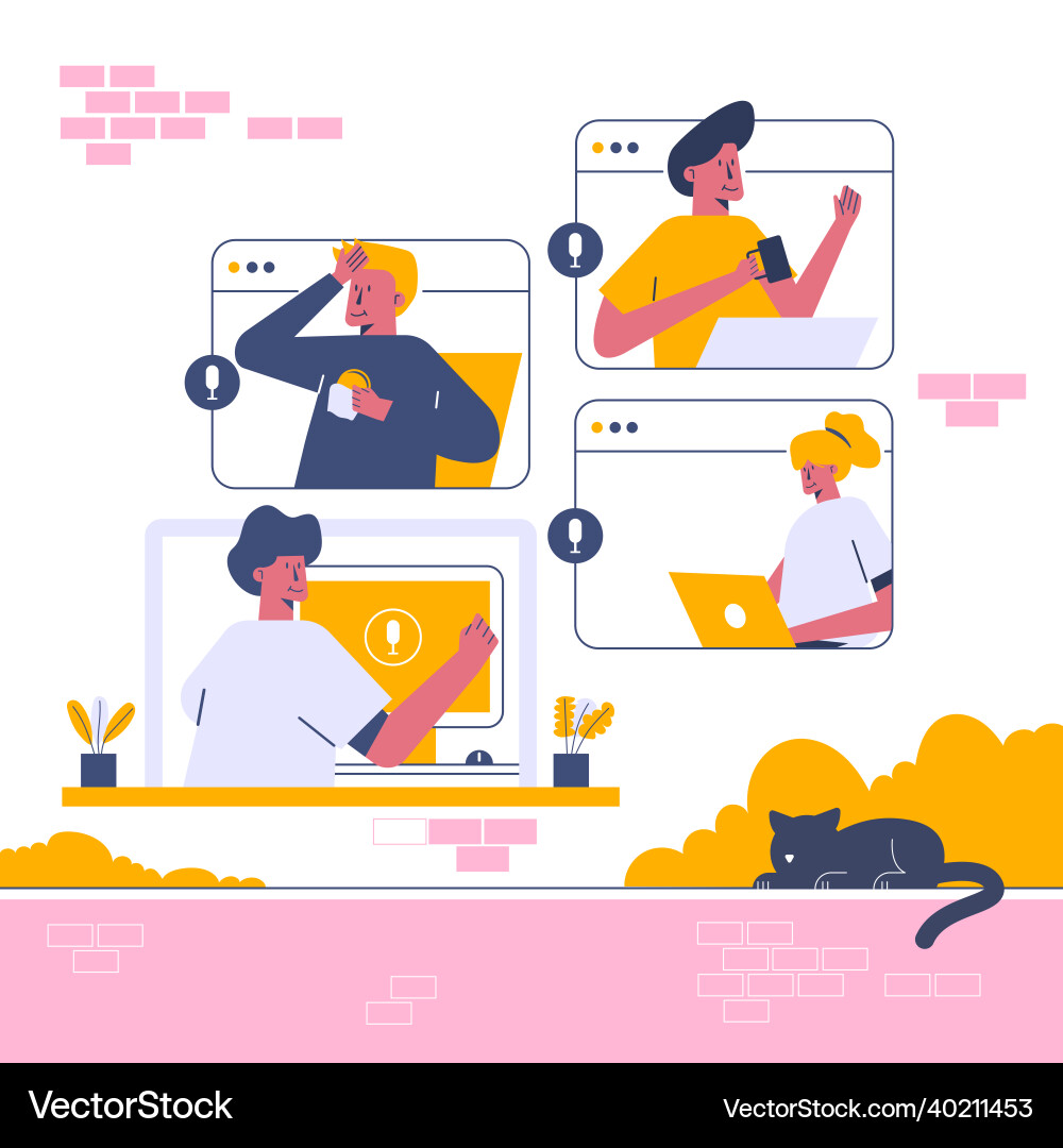 Working and online meeting web template cartoon Vector Image