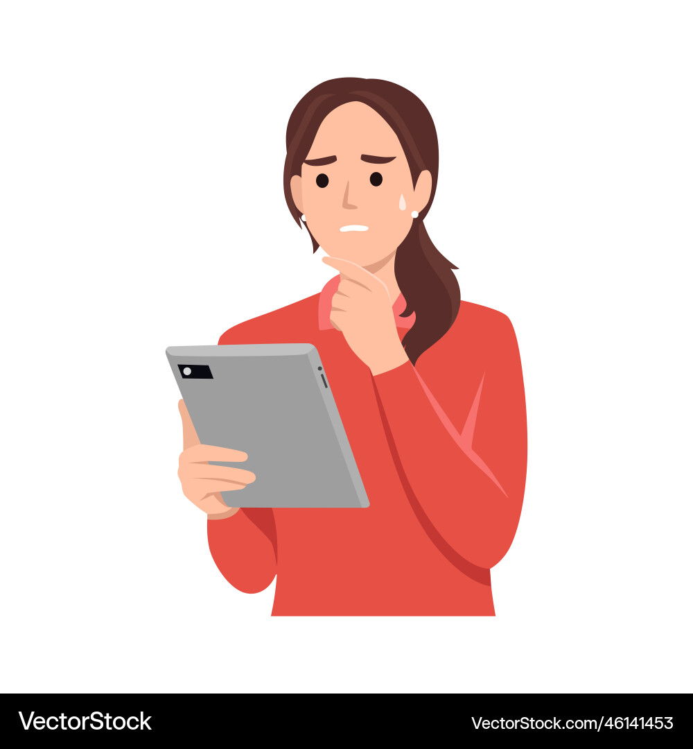 Young womanis using a touch pad tablet portable Vector Image