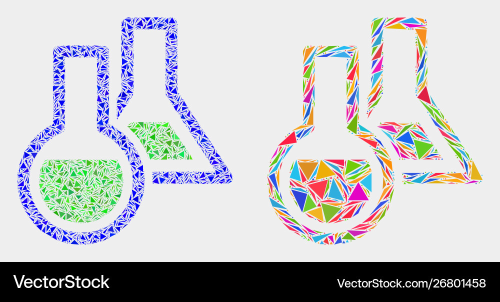 Chemical glassware mosaic icon triangle Royalty Free Vector