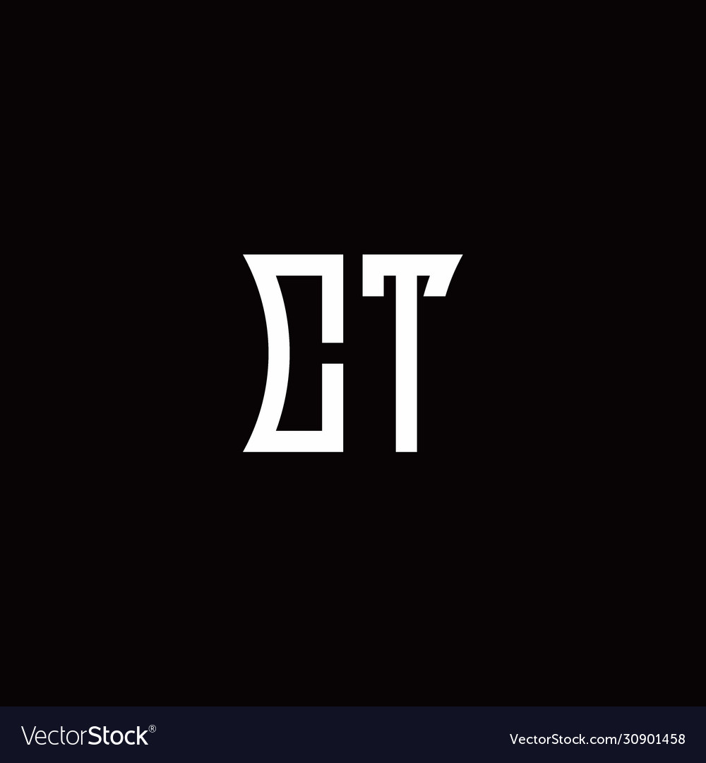 Ct monogram logo letter with curved side style Vector Image