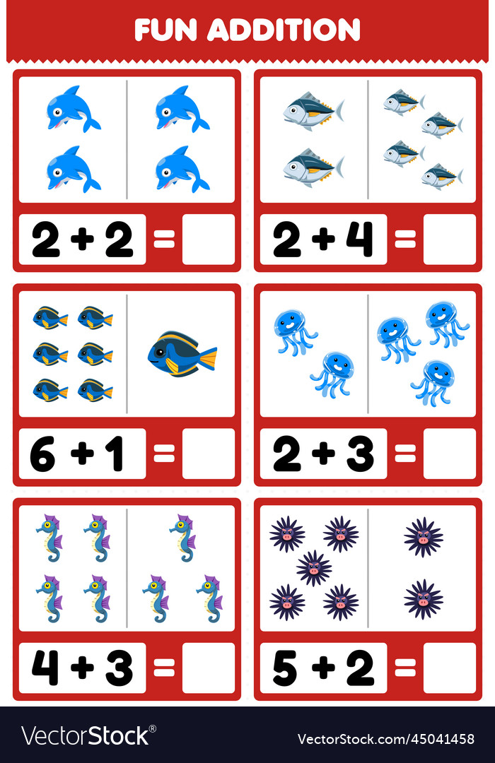 Education game for children fun addition Vector Image