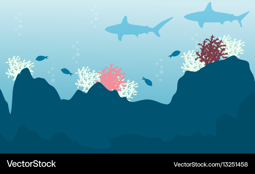 Fish and coral reef landscape Royalty Free Vector Image